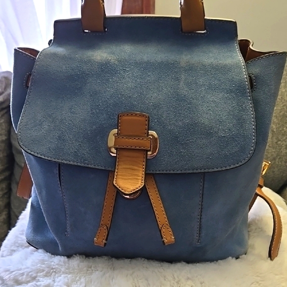 MICHAEL Michael Kors | Bags | Michael Kors Blue Suev And Tan Leather ...